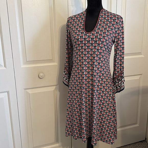 Max Edition | Dresses | Max Edition Red Blue Geometric Print With Long ...